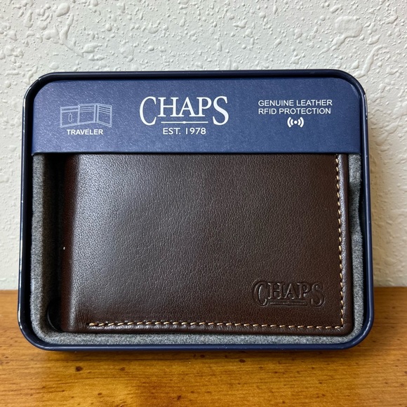 Chaps | Bags | Chaps Ralph Lauren New Mens Brown Leather Trifold Rfid ...